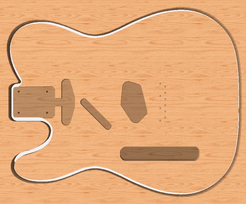 Left-handed T-style Guitar Body CNC File (SVG, DXF) - Etsy