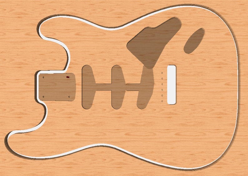 Strat Style Guitar Body CNC File, SVG DXF, Single Coil Pickups (digital ...