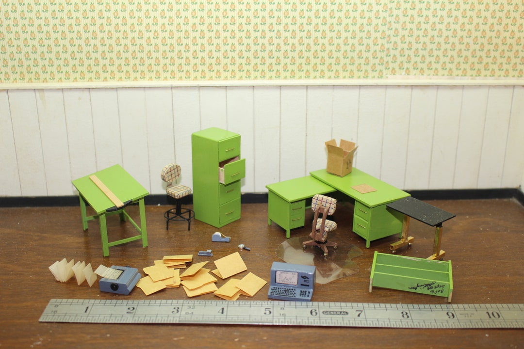 Miniature 1:24 Scale Office Ensemble - Etsy