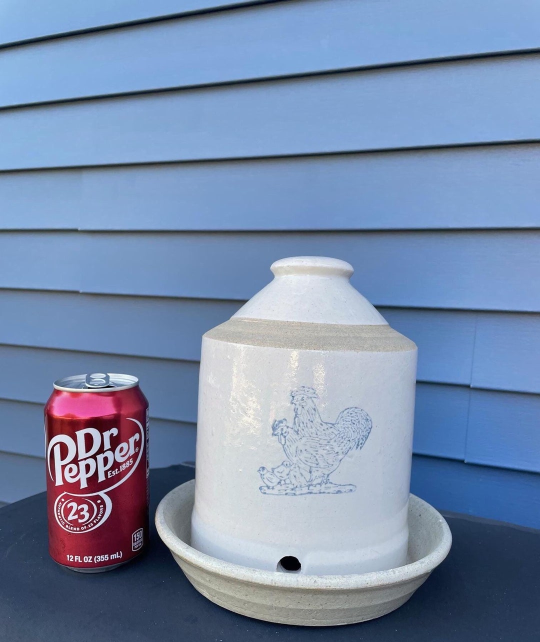 Antique Stoneware Crock Poultry Feeder Water Holder for Chickens ...