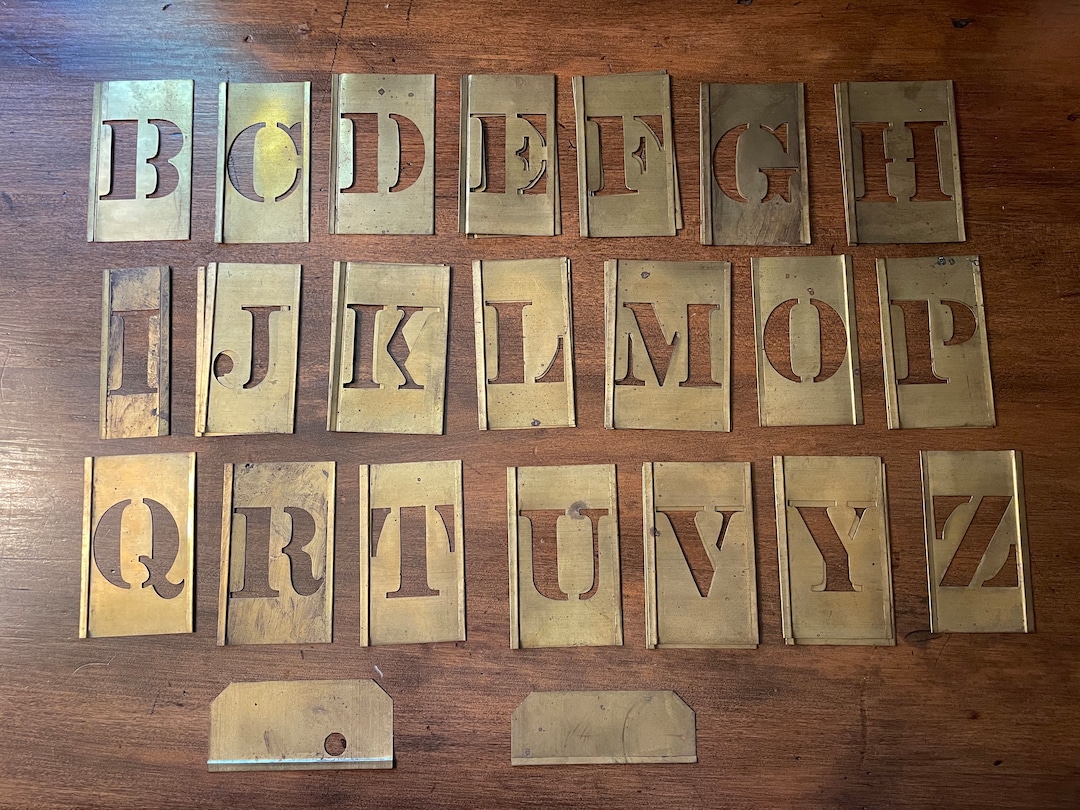 32 BRASS LETTERS STENCILS Stencil 3 Tall Letters 1 1/2 Tall Duplicates ...