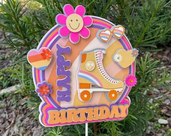 Retro Groovy Roller Skates 70s 80s Cake Topper, Birthday, Bachelorette ...