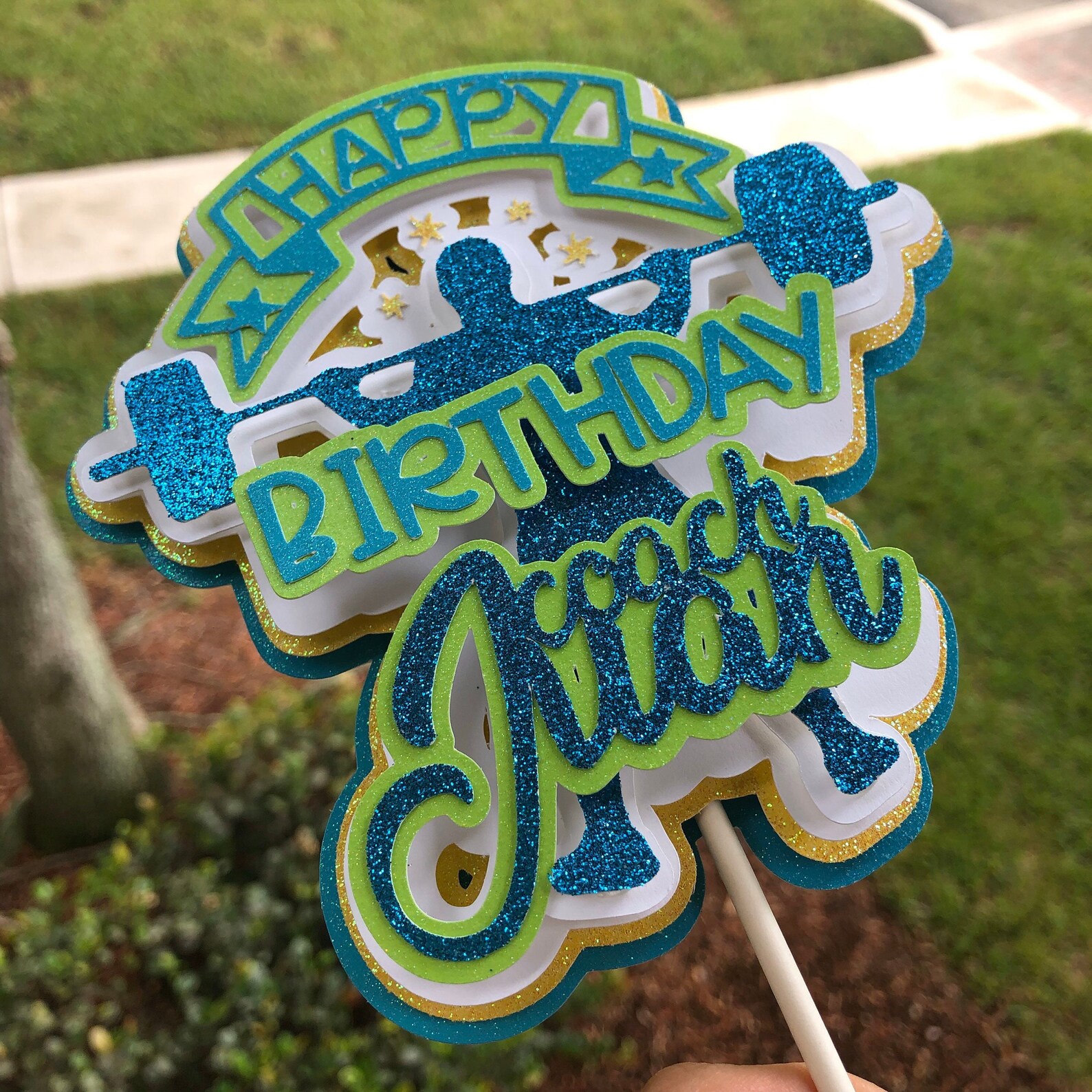 Weights trainer cake topper weights lifter birthday workout | Etsy