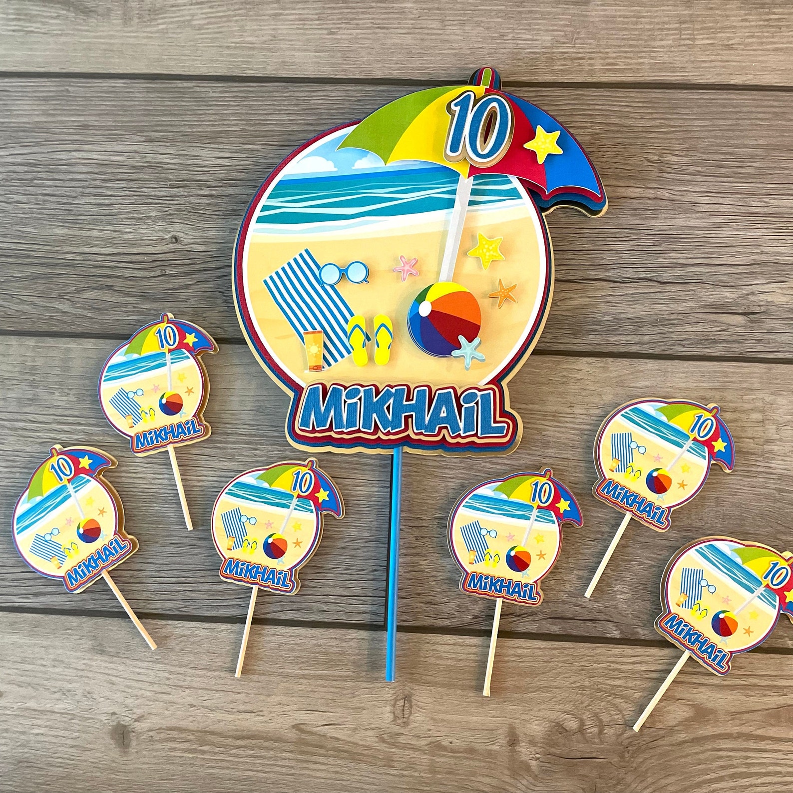 Beach Cake Topper Beach Birthday Cake Decor Beach Theme - Etsy