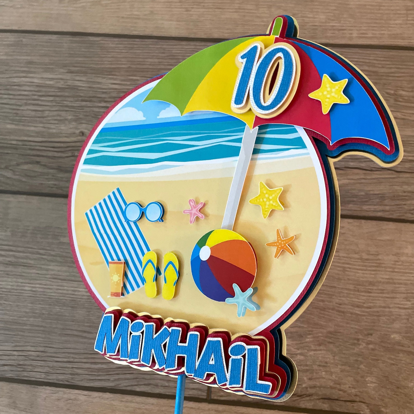 Beach Cake Topper Beach Birthday Cake Decor Beach Theme - Etsy