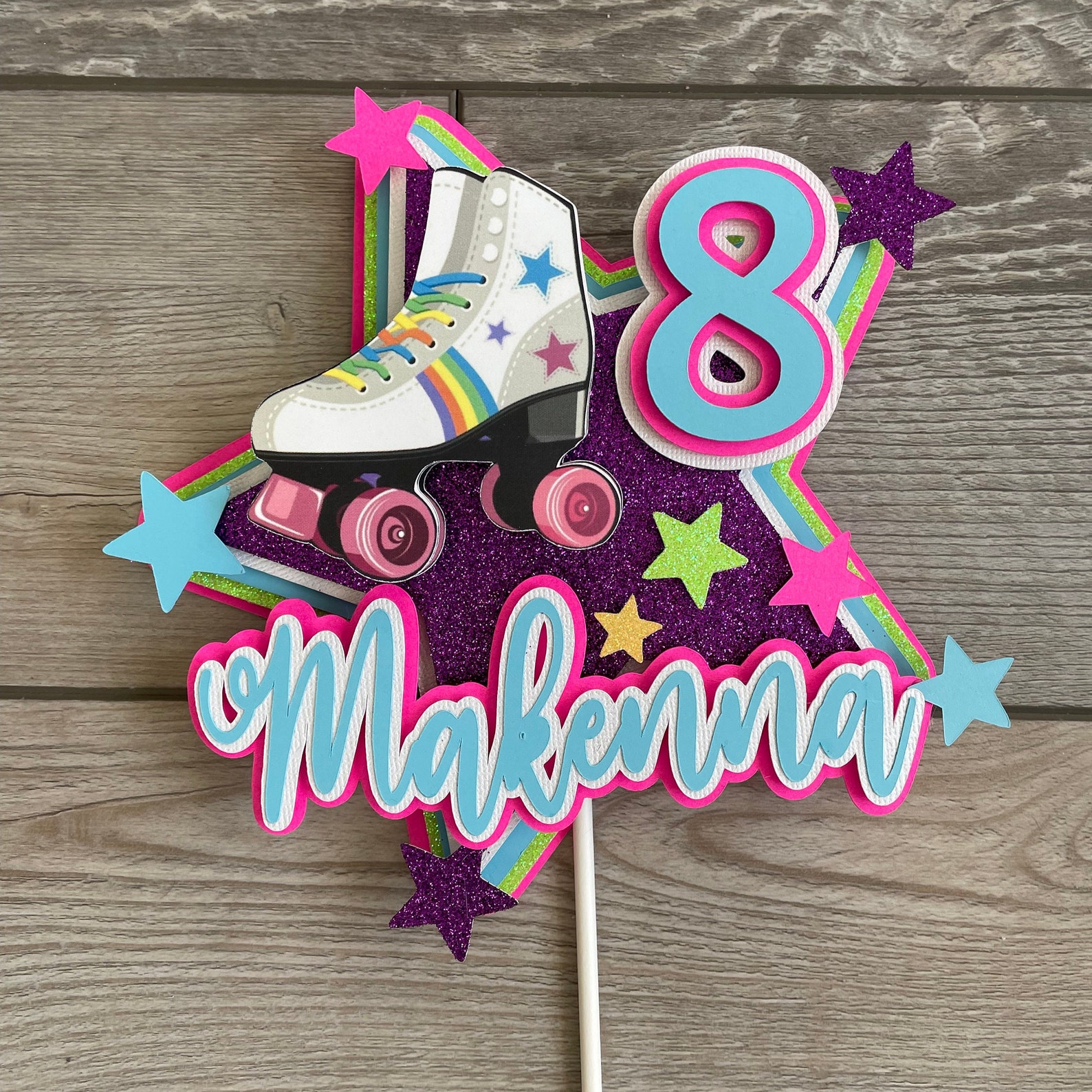Roller Skates Neon Cake Topper Rolling Skate Party Skating - Etsy