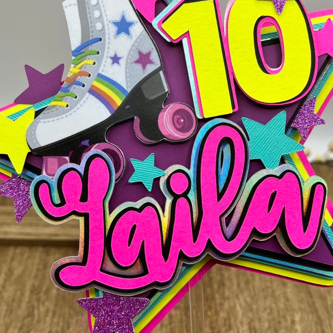 Roller Skates Neon Cake Topper Rolling Skate Party Skating - Etsy