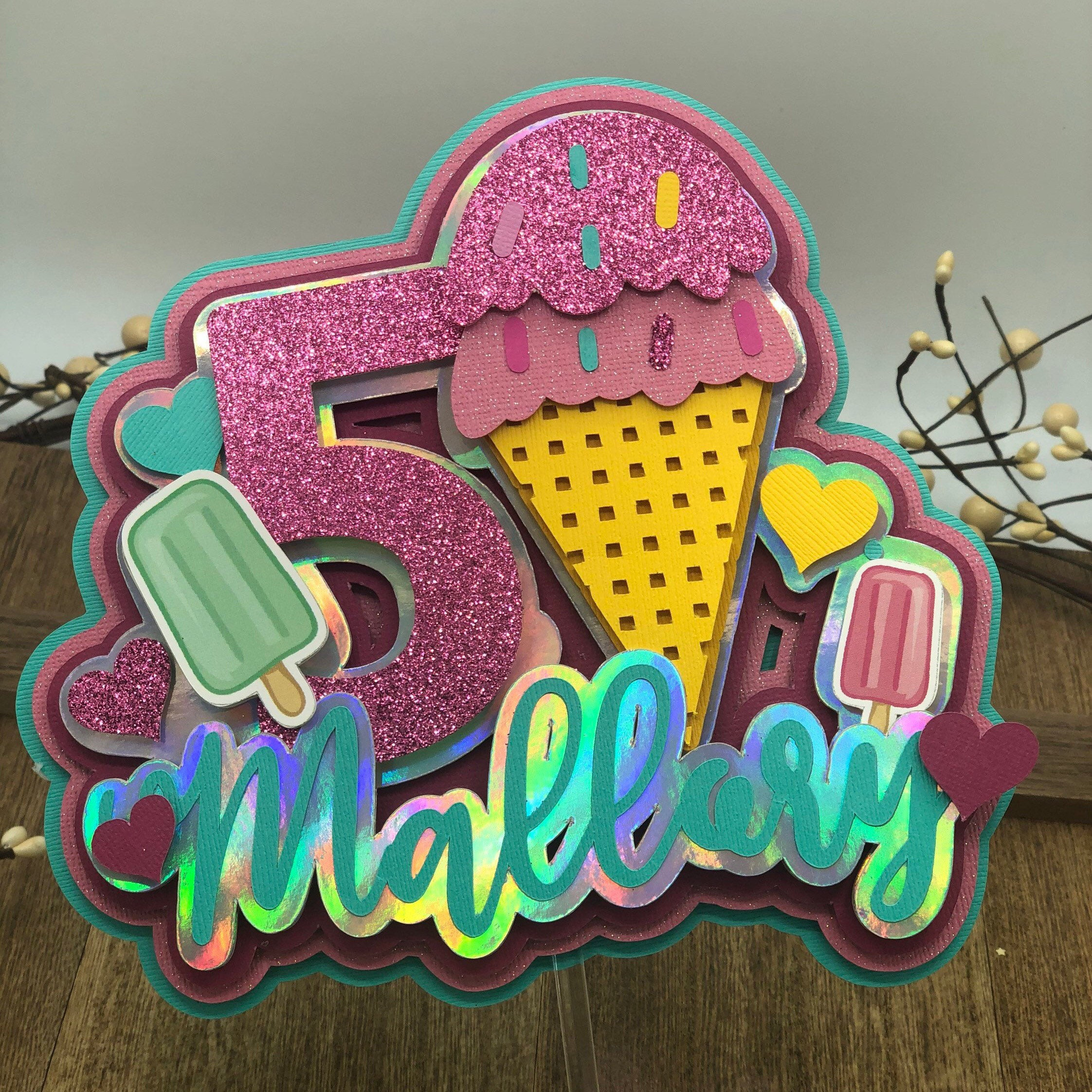 Ice Cream Party Ice Cream Cake Topper Ice Cream Scoop - Etsy