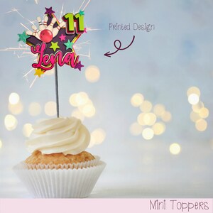Neon Bowling Cake Topper: Personalized Birthday Party Decor - Etsy