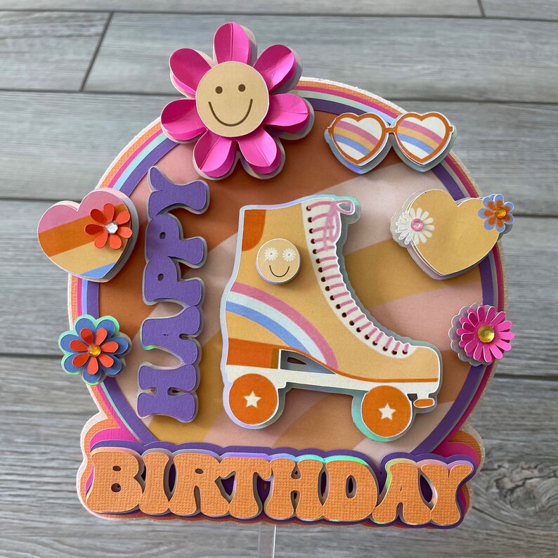 Roller Skate Groovy Cake Topper Groovy Retro Birthday Theme - Etsy