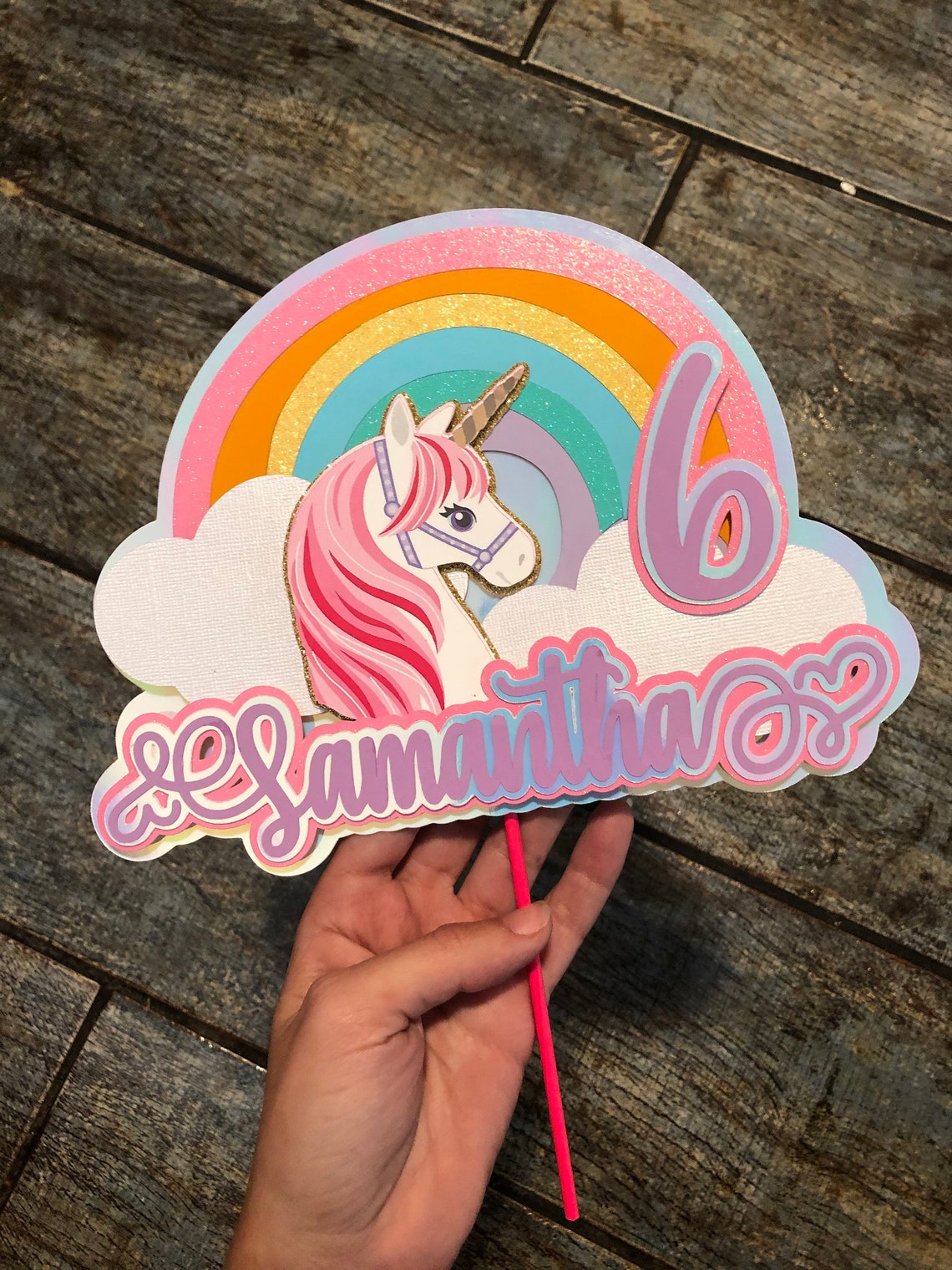 Unicorn Cake Topper Custom Cake Topper Rainbow Cake Topper - Etsy