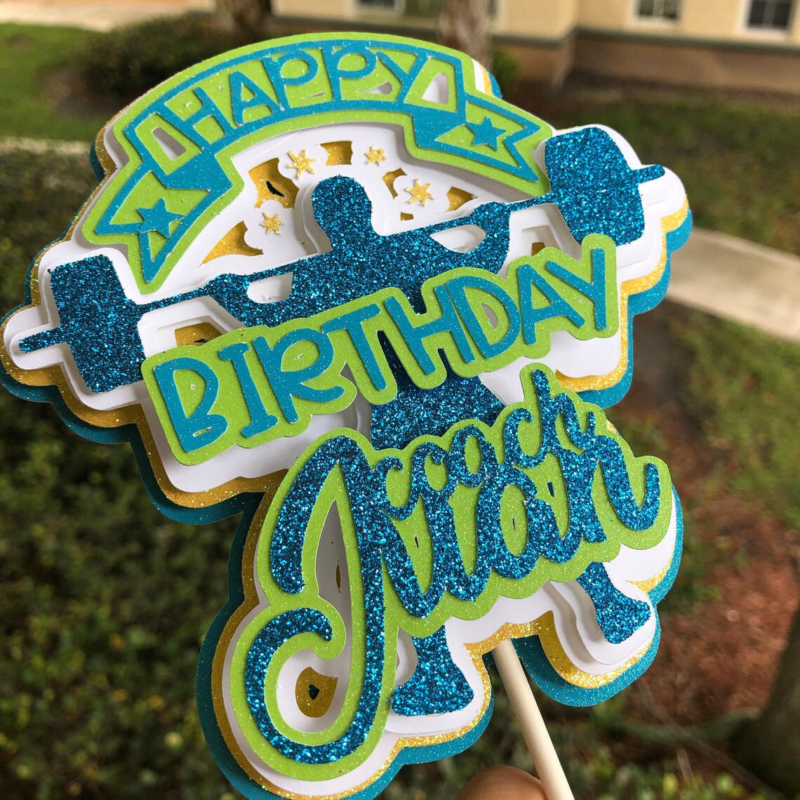 Weights trainer cake topper weights lifter birthday workout | Etsy