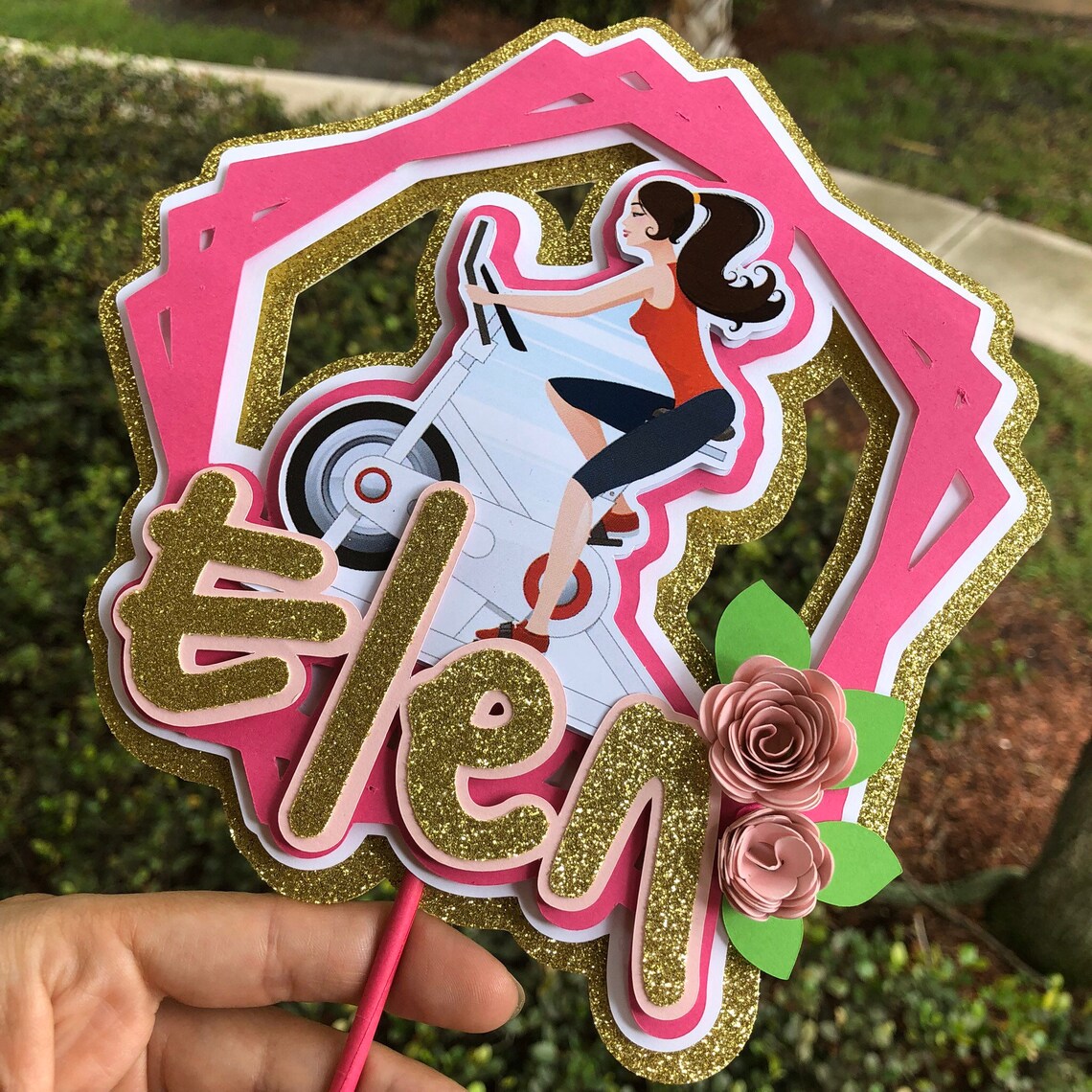 Custom Spinning Cake Topper: Workout Girl, Fitness Cycling Birthday - Etsy