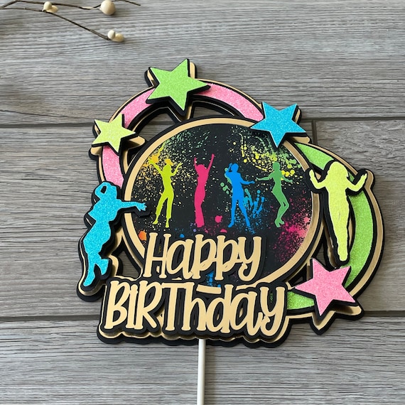Neon Disco Cake Topper 80s Theme Party Disco Birthday Topper | Etsy