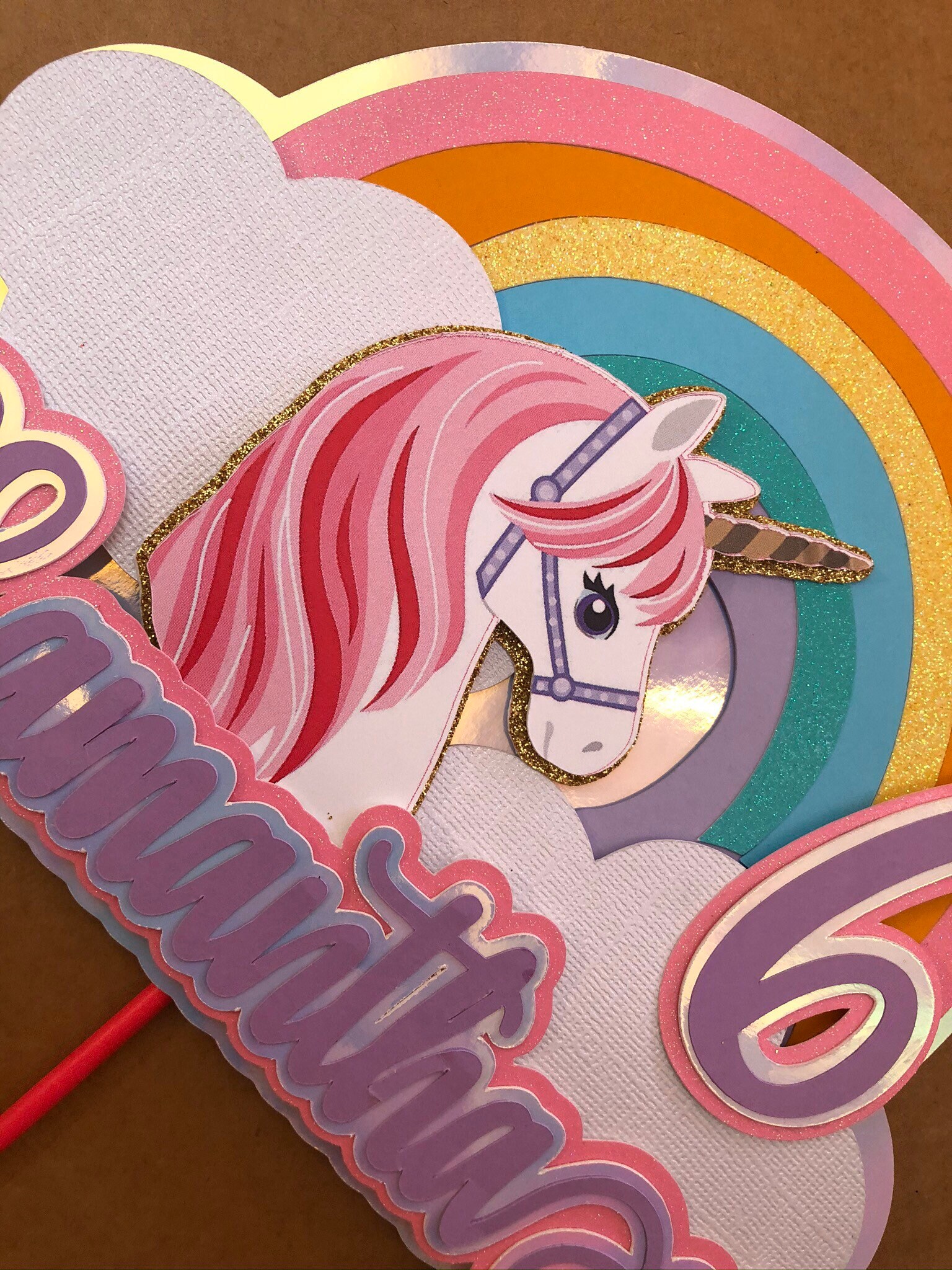 Unicorn Cake Topper Custom Cake Topper Rainbow Cake Topper | Etsy