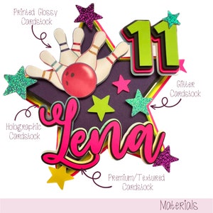 Neon Bowling Cake Topper: Personalized Birthday Party Decor - Etsy