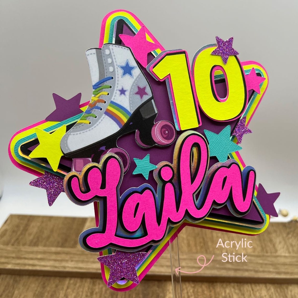 Roller Skates Neon Cake Topper Rolling Skate Party Skating - Etsy