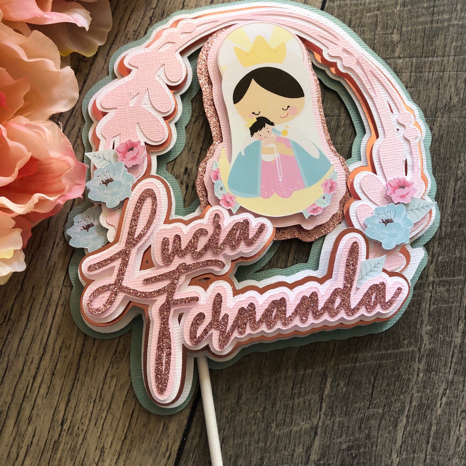 Baptism Cake Topper Custom Cake Topper Virgin Mary - Etsy