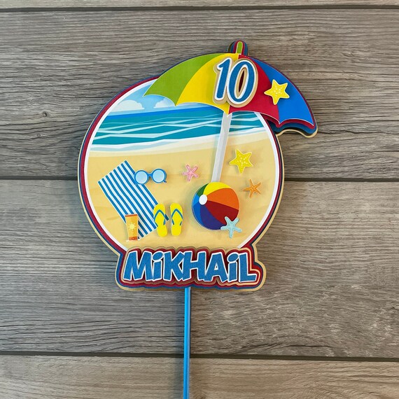 Beach Cake Topper Beach Birthday Cake Decor Beach Theme - Etsy