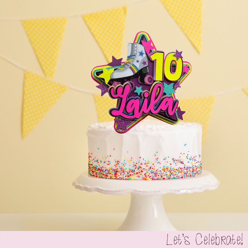 Roller Skates Neon Cake Topper Rolling Skate Party Skating - Etsy