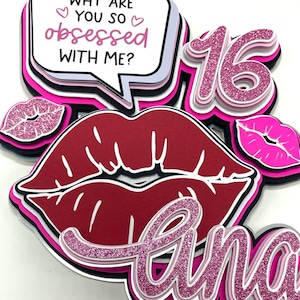 Lips Cake Topper, Kisses Birthday, Sixteen Theme Party, Bachelorette ...