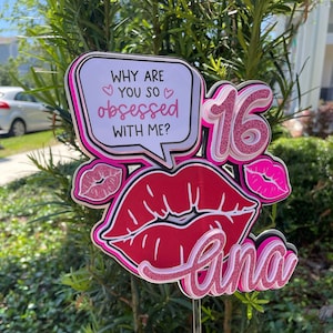 Lips Cake Topper, Kisses Birthday, Sixteen Theme Party, Bachelorette ...