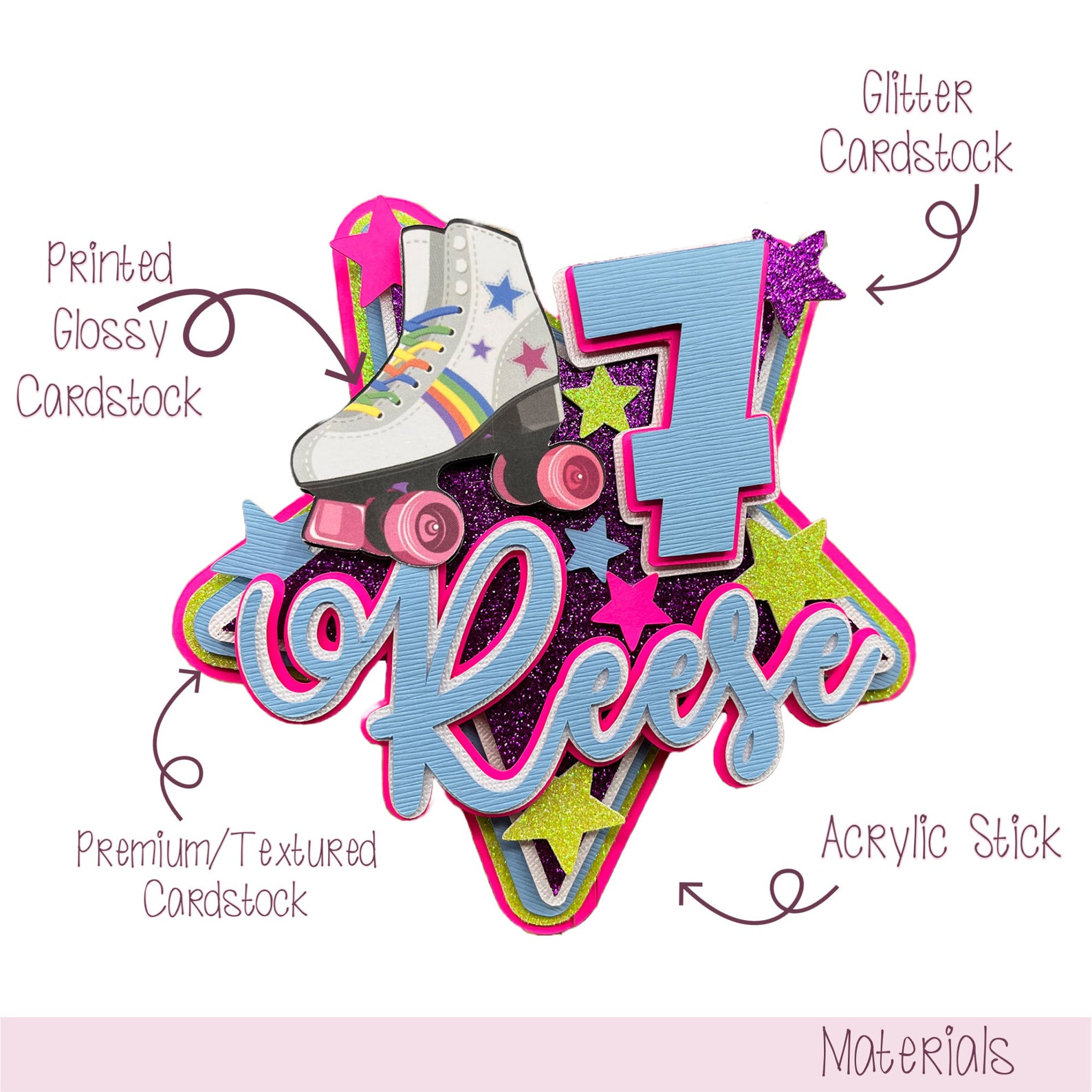 Roller Skates Neon Cake Topper Rolling Skate Party Skating - Etsy