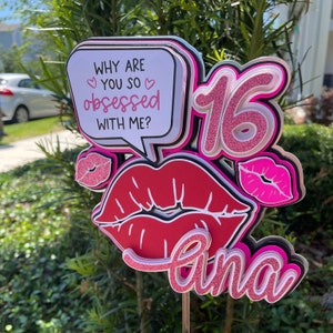 Lips Cake Topper, Kisses Birthday, Sixteen Theme Party, Bachelorette ...