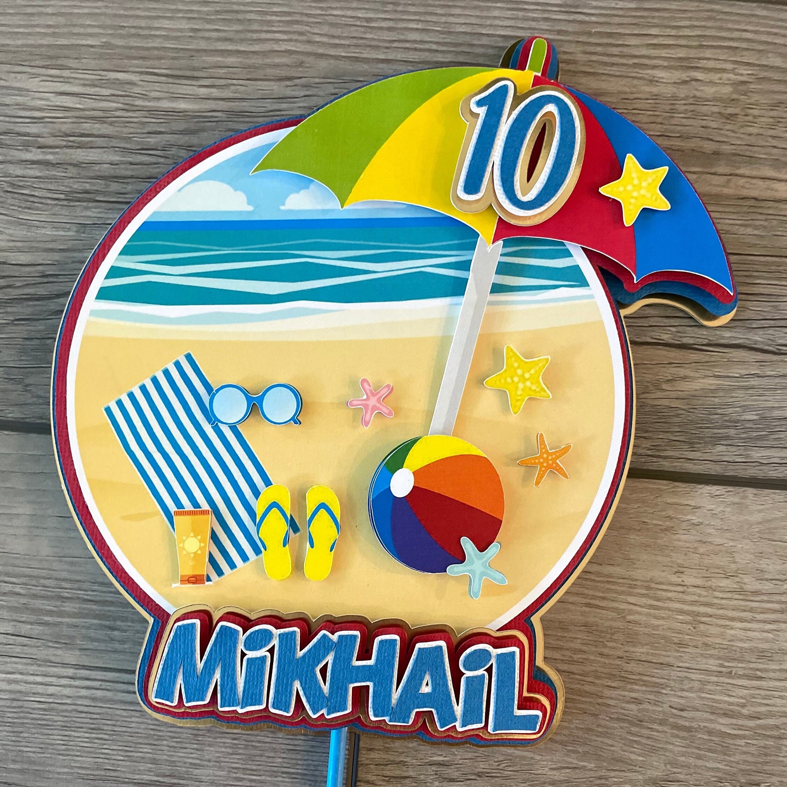 Beach Cake Topper Beach Birthday Cake Decor Beach Theme - Etsy