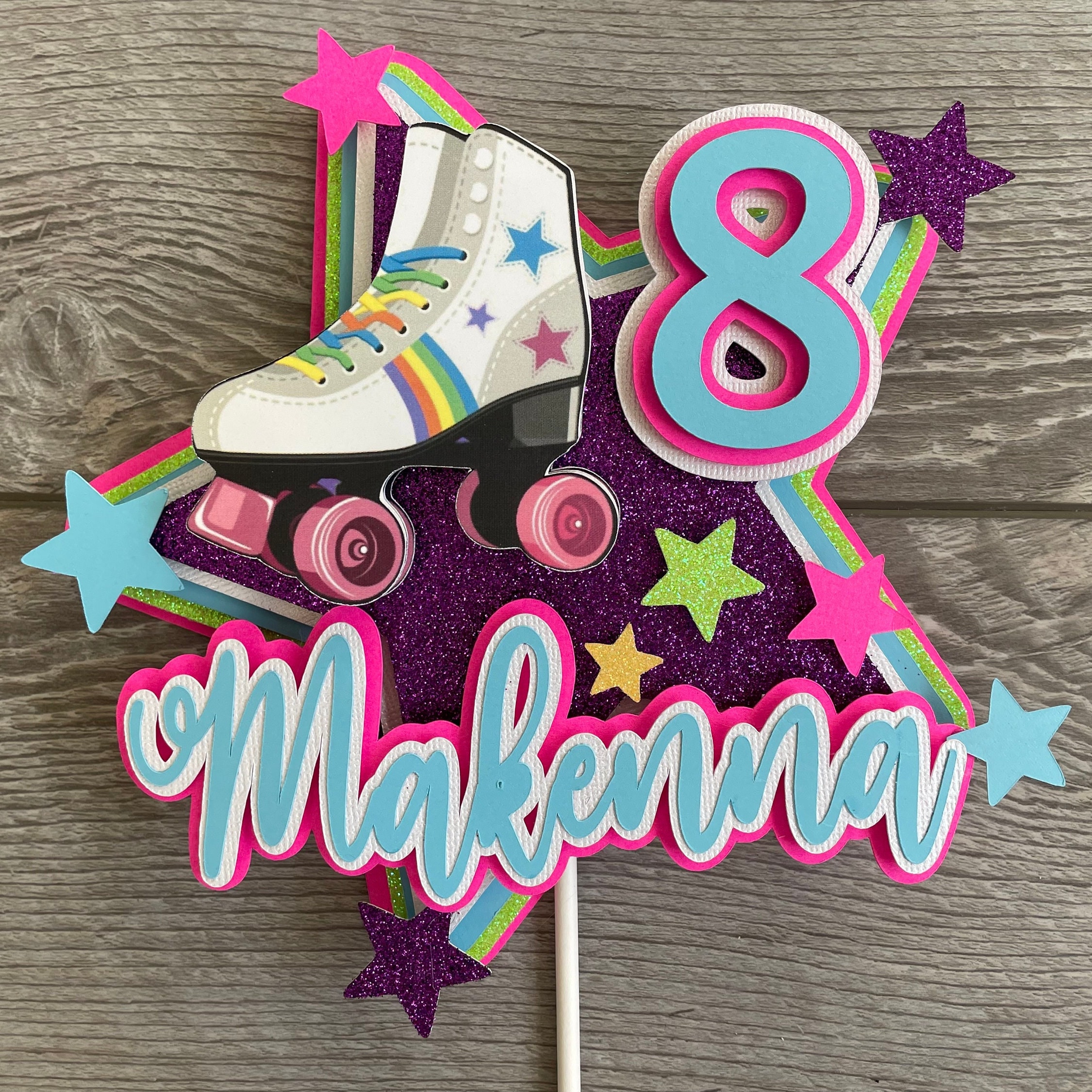 Roller Skates Neon Cake Topper Rolling Skate Party Skating - Etsy