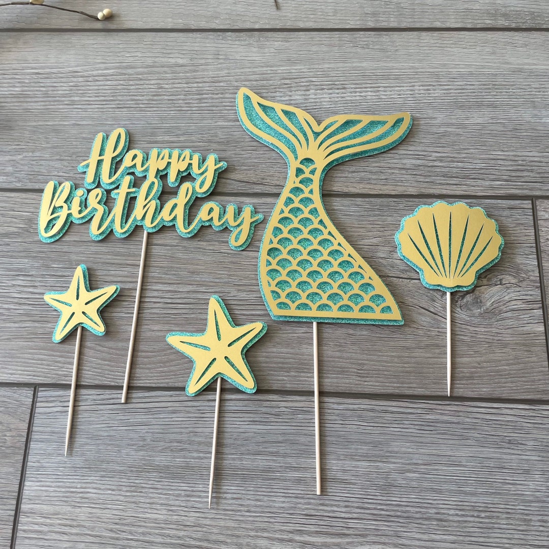 Mermaid Tail Cake Topper: Birthday Party Decor - Etsy