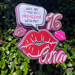 Lips Cake Topper, Kisses Birthday, Sixteen Theme Party, Bachelorette ...
