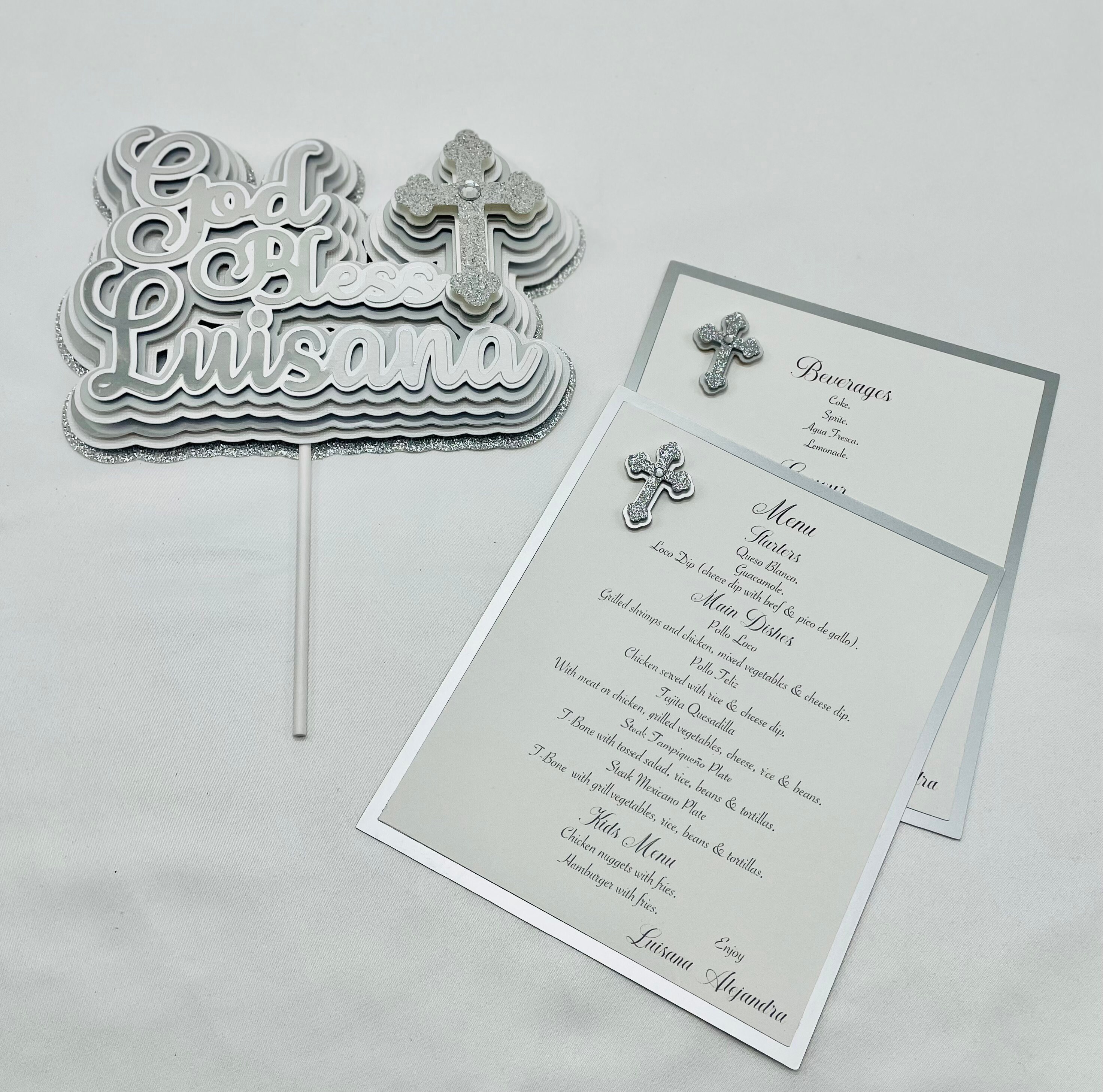 Personalized First Communion Cake Topper: God Bless, Cross Decor - Etsy