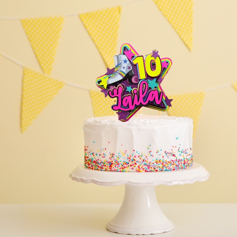 Roller Skates Neon Cake Topper Rolling Skate Party Skating - Etsy