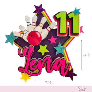 Neon Bowling Cake Topper: Personalized Birthday Party Decor - Etsy