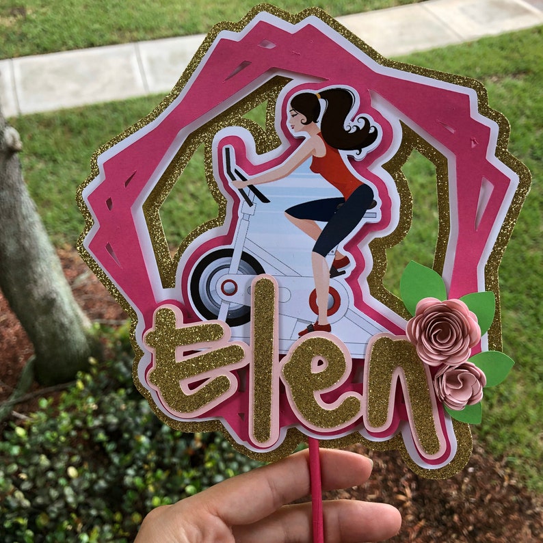 Spinning Custom Cake Topper Workout Girl Topper Spin - Etsy