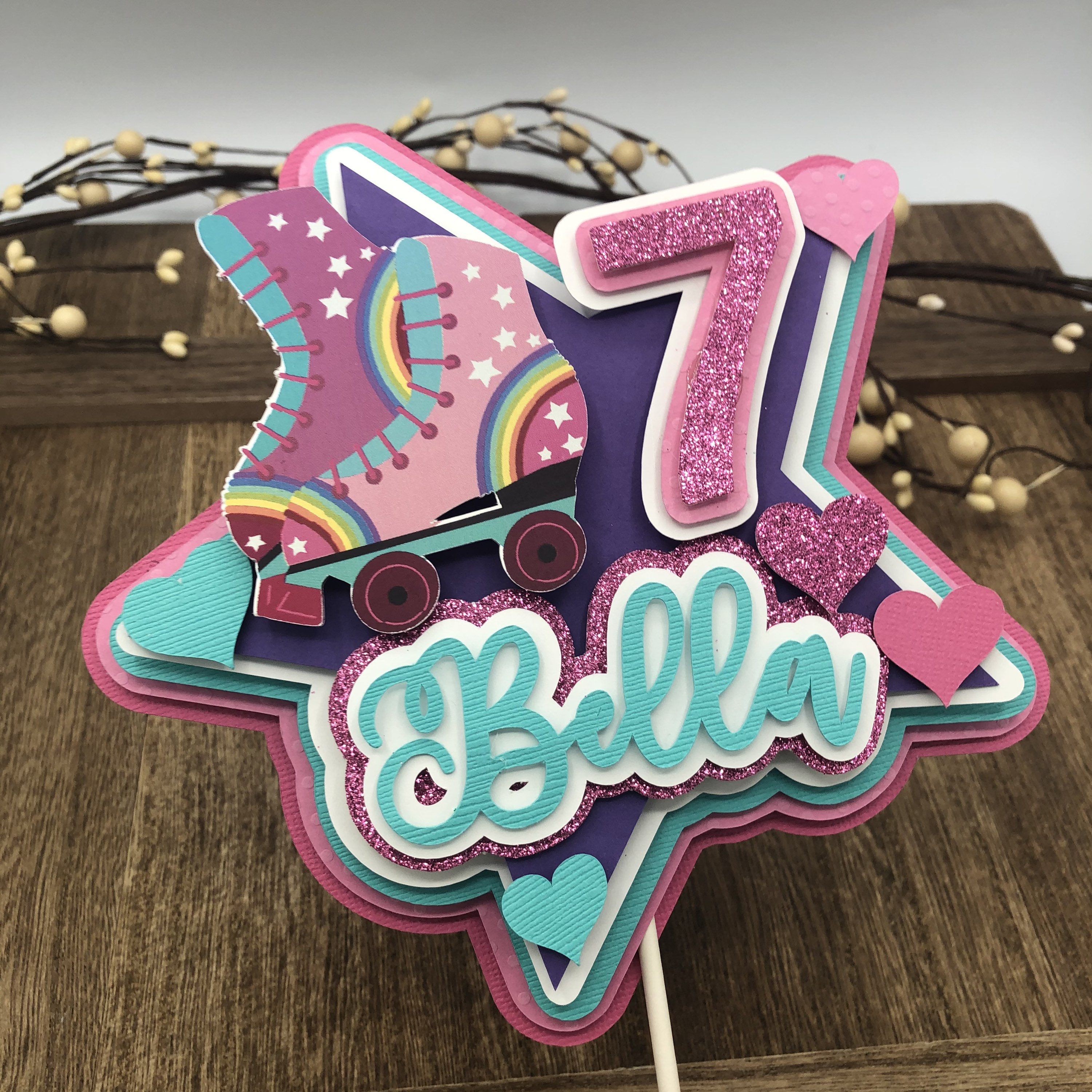 Roller skate birthday cake topper roller derby party roller | Etsy