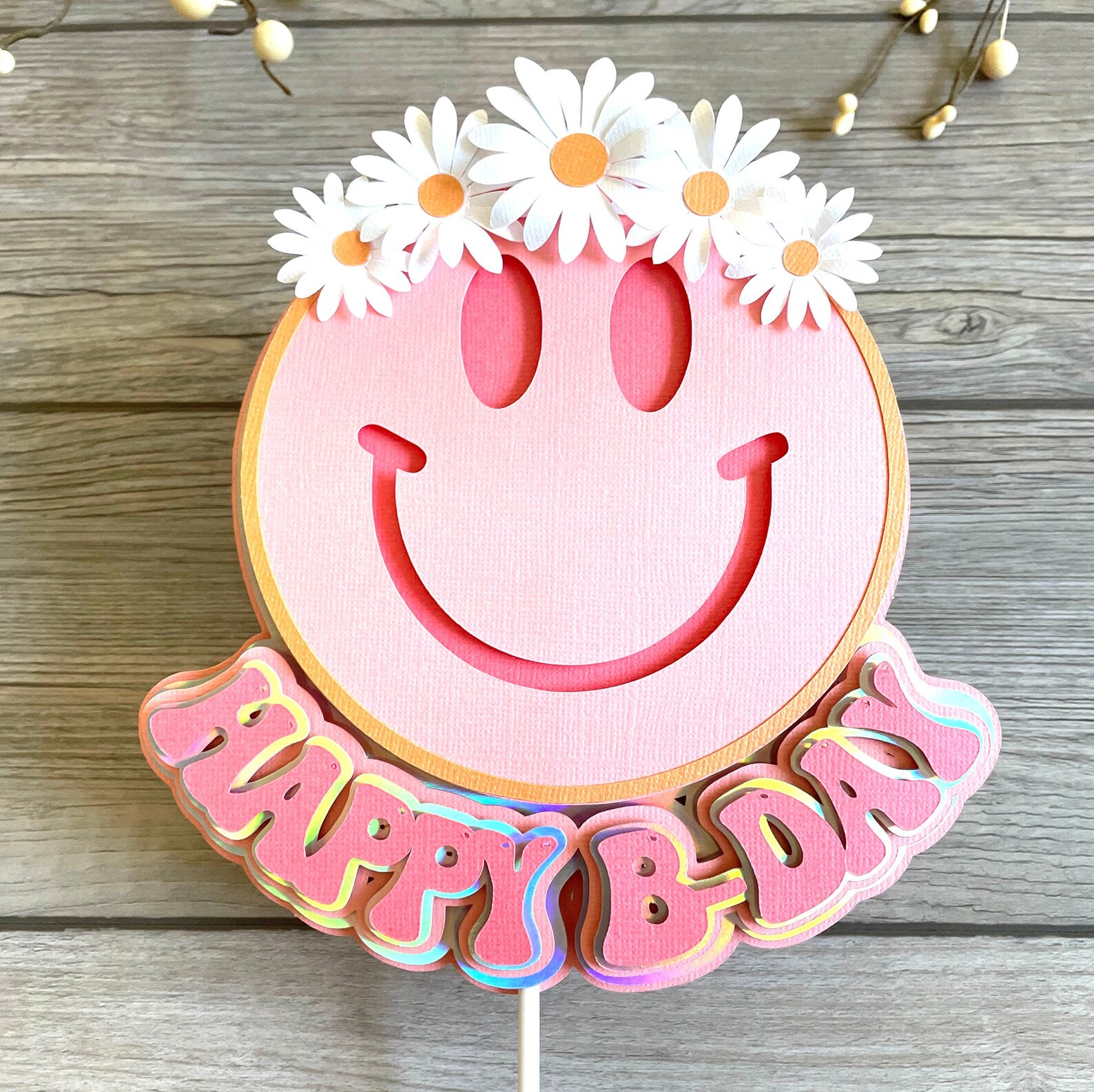 Smiley Face Cake Topper Emoji Cake Decor Groovy Theme Retro | Etsy UK