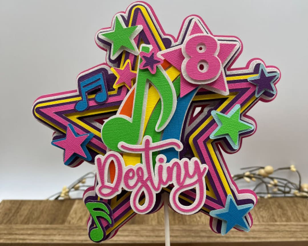 Rainbow Music Notes Cake Topper, Music Theme Party, Music Notes ...