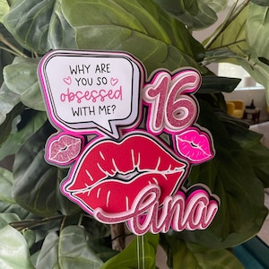 Lips Cake Topper, Kisses Birthday, Sixteen Theme Party, Bachelorette ...