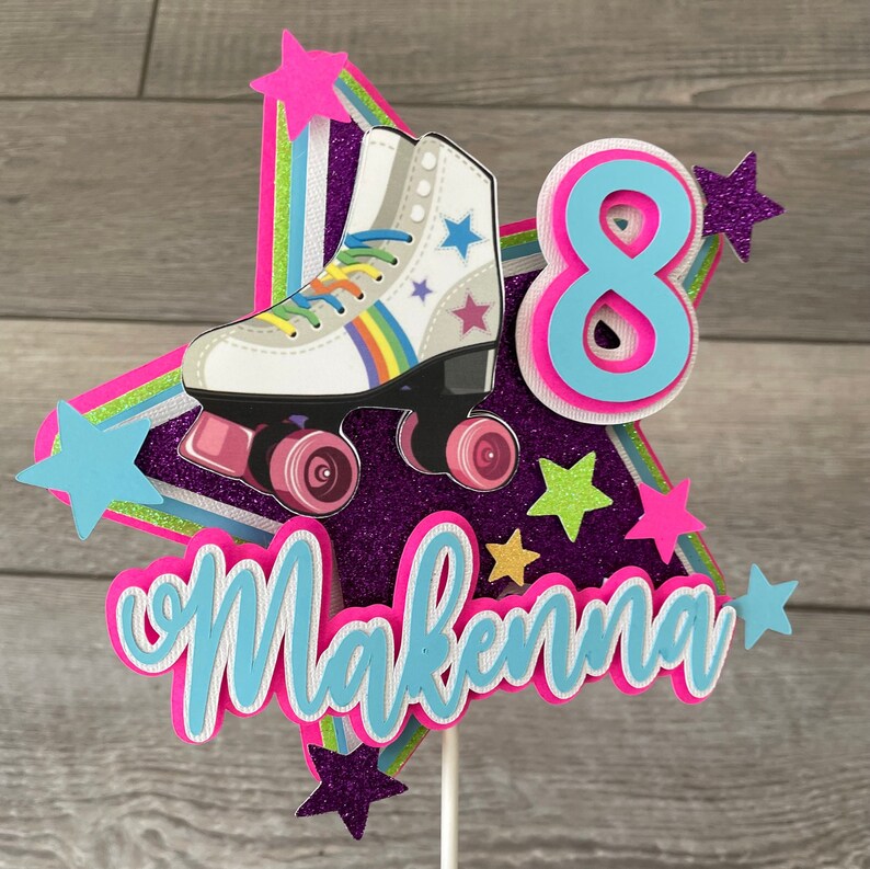 Roller Skates Neon Cake Topper Rolling Skate Party Skating - Etsy