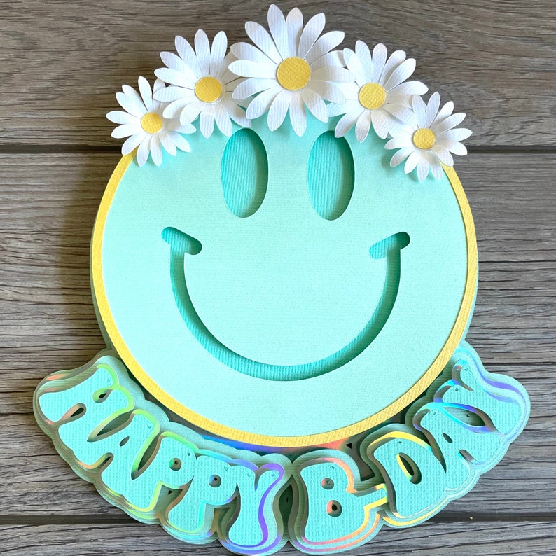 Smiley Face Cake Topper Emoji Cake Decor Groovy Theme Retro | Etsy UK