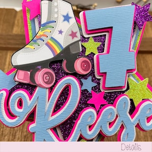 Roller Skates Neon Cake Topper, Rolling Skate Party, Skating Birthday ...