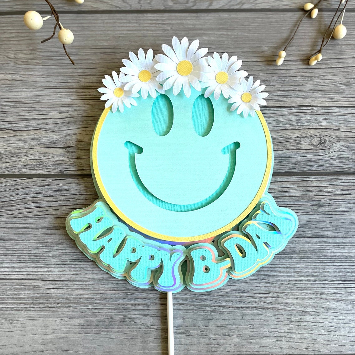 Smiley Face Cake Topper Emoji Cake Decor Groovy Theme Retro | Etsy UK