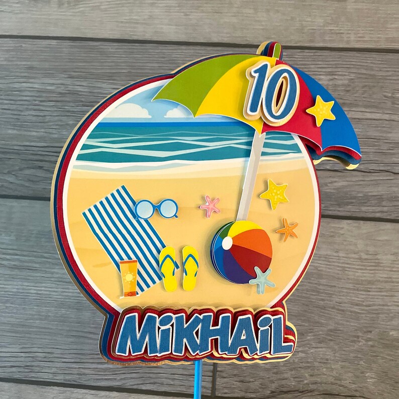 Beach Cake Topper Beach Birthday Cake Decor Beach Theme - Etsy