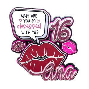 Lips Cake Topper, Kisses Birthday, Sixteen Theme Party, Bachelorette ...