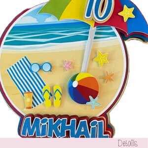 Beach Cake Topper, Beach Birthday Cake Decor, Beach Theme Party, Boy ...