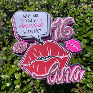 Lips Cake Topper, Kisses Birthday, Sixteen Theme Party, Bachelorette ...
