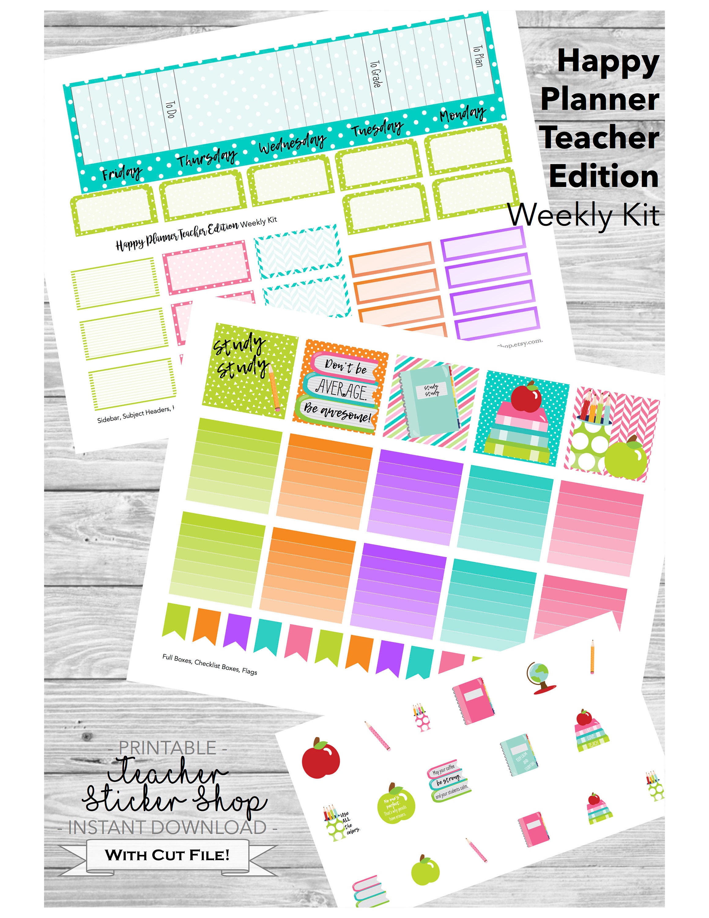 Paper Paper & Party Supplies Green Ultraviolet Erin Condren Teacher ...