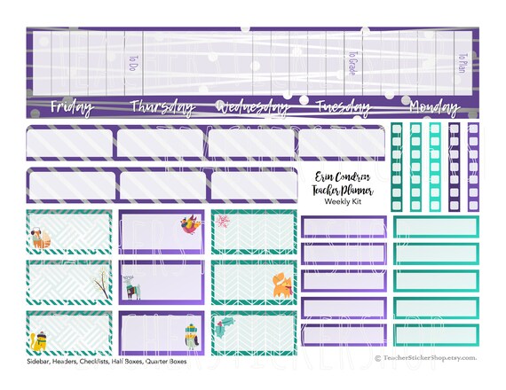 Paper Paper & Party Supplies Green Ultraviolet Erin Condren Teacher ...